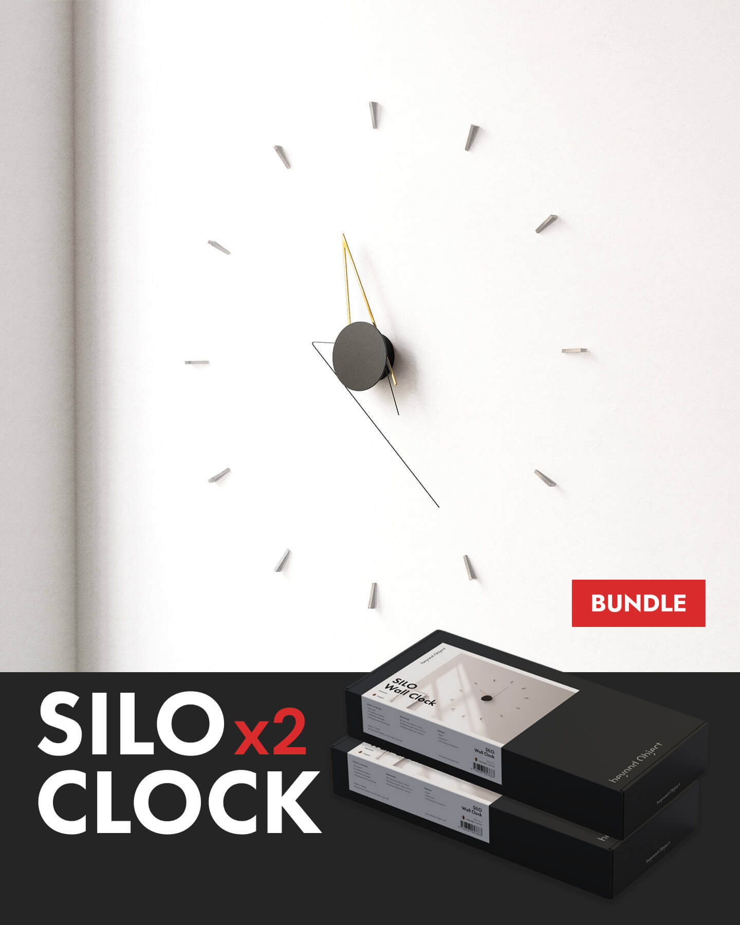 Silo Clock 2-Pack – Minimalist Designer Wall Clock Bundle | Beyond Object